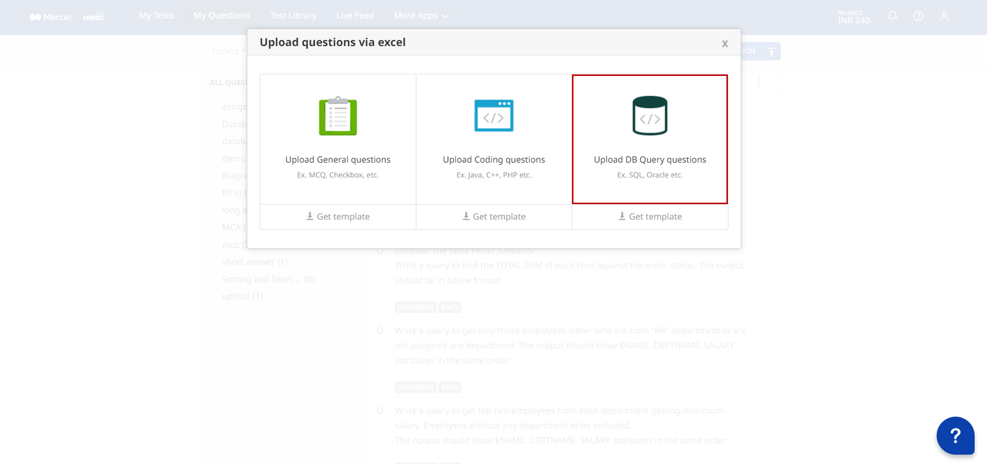 Uploading Database Query Questions using Bulk Upload Uploading Database Query Questions using Bulk Upload