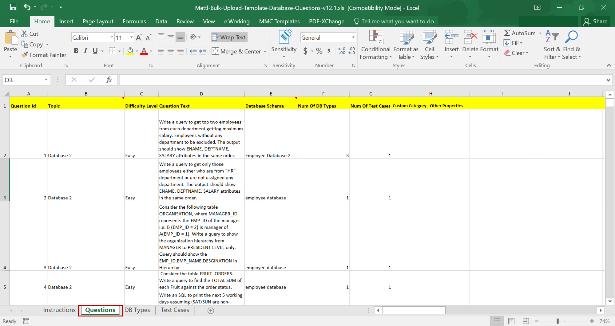 Uploading Database Query Questions using Bulk Upload Uploading Database Query Questions using Bulk Upload
