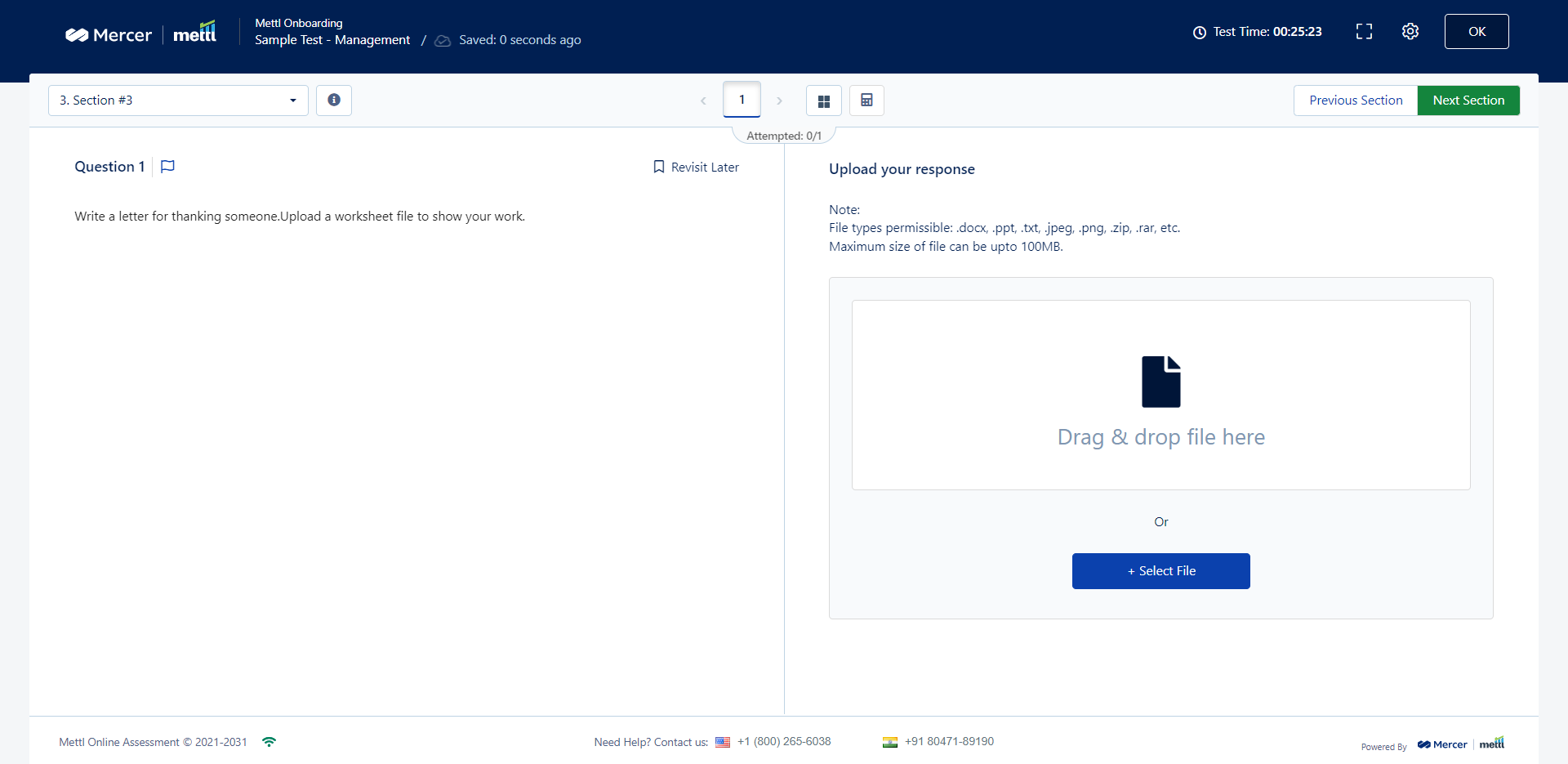 Type of questions supported on Mettl platform